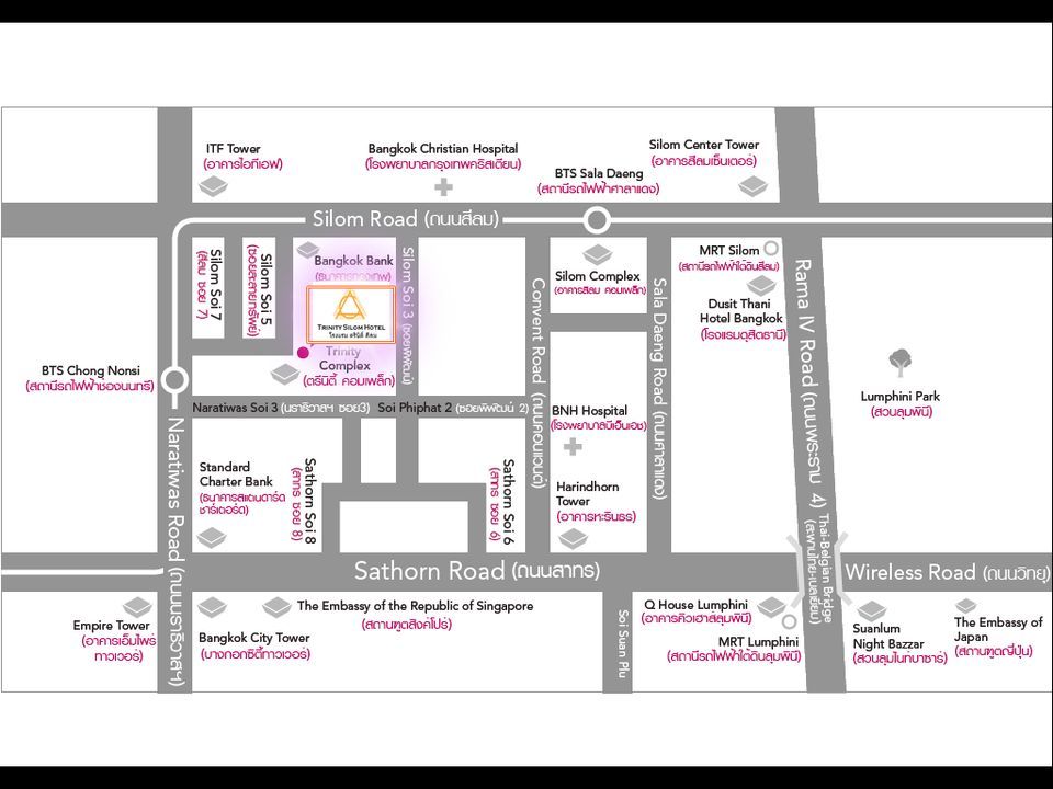 Map & directions - Trinity Silom Hotel, Bangkok Thailand | Book online