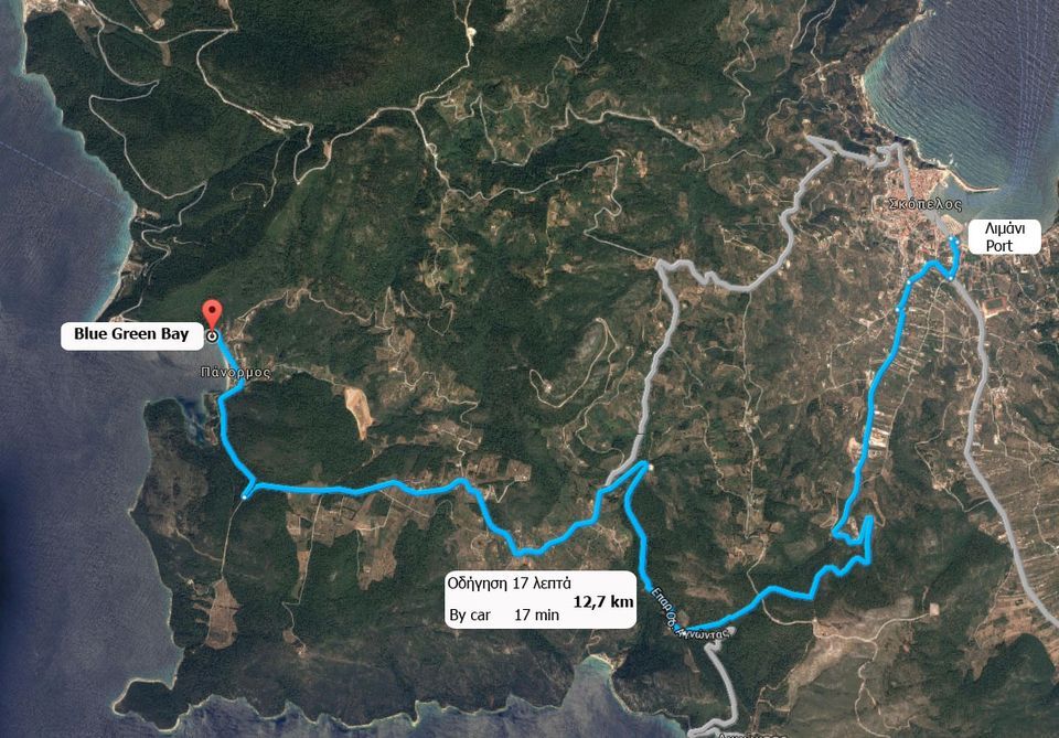Map & directions - Blue Green Bay in Panormos Beach, Skopelos Greece ...