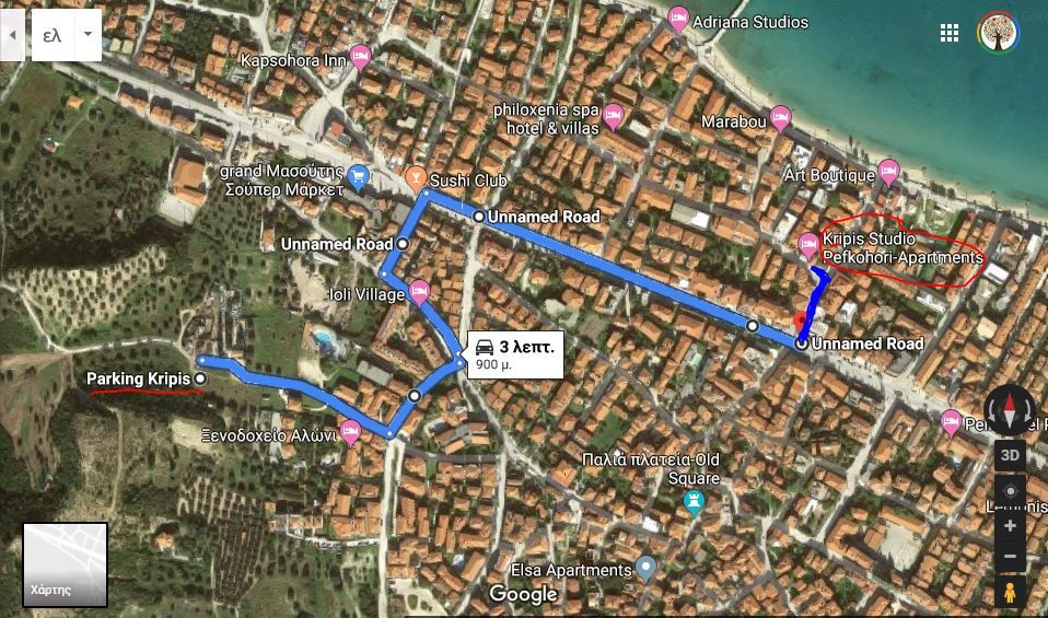 Map & directions - Kripis Apartments Halkidiki -Pefkohori, Greece ...