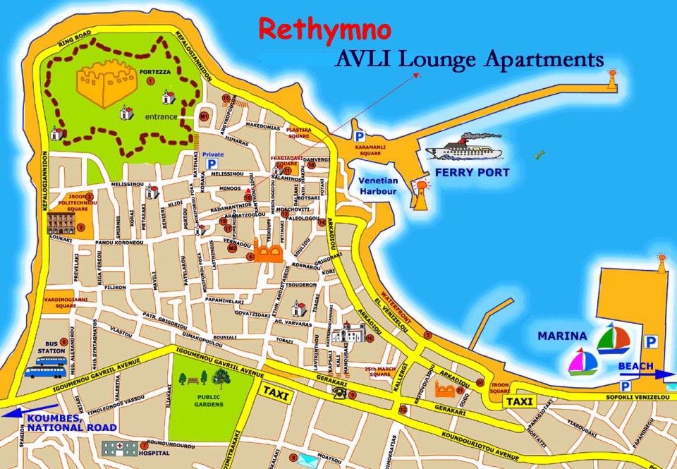 Map & Directions - Avli Lounge Apartments Rethymnon Crete | Book Online